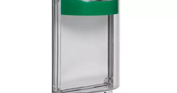 Perspex protective breakglass call point cover, green header - 6530G